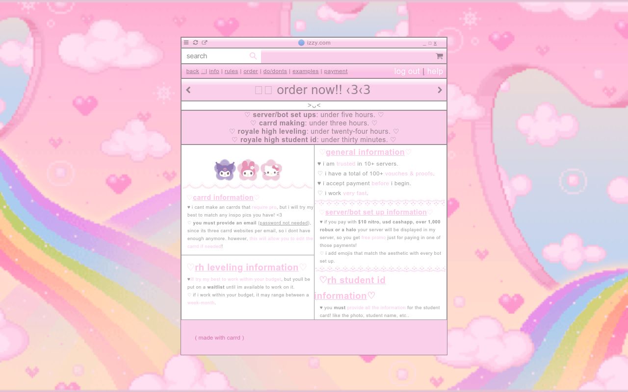 ʚ izzy's comm carrd ! ♡